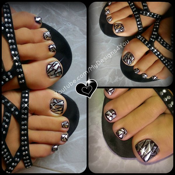 Shattered Glass Nail Art Broken Mirror Effect Toenail Art Liudmila Zs Mydesigns4you