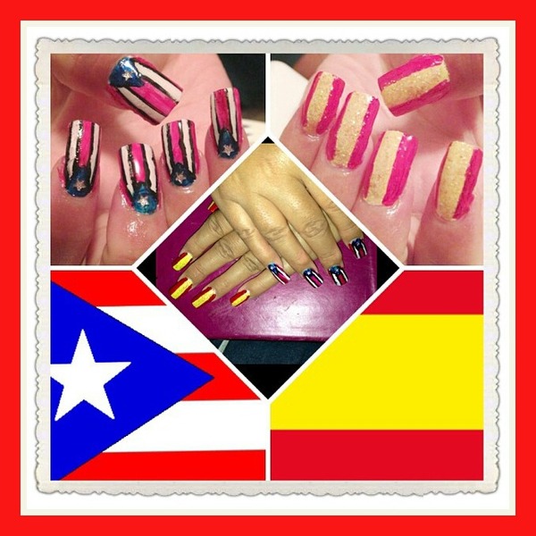 My Puertorican & Spanish flag Nails. | Erra I.'s Photo | Beautylish