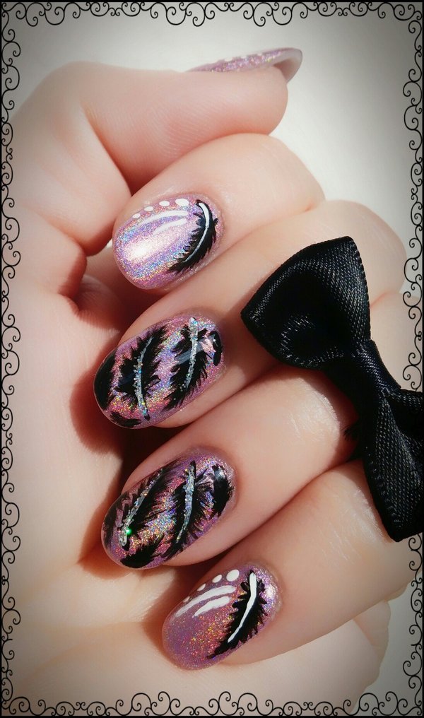 Pink Holo Feather Nails | Debralyn S.'s Photo | Beautylish