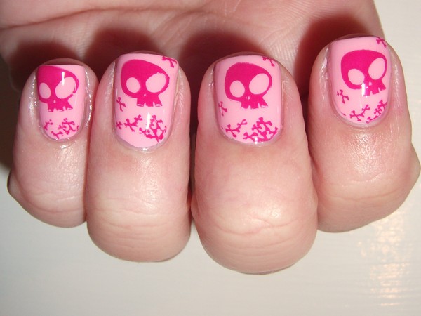 Pink Friday Skull Nails | Nicole M.'s (PolishMePlease) Photo | Beautylish