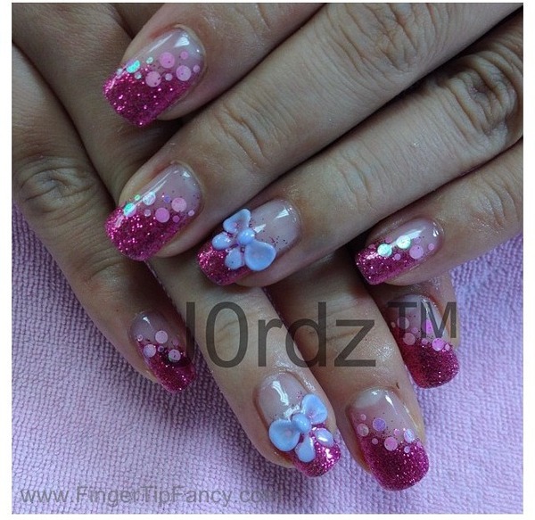 Pink glitter slant nails | Jordie M.'s (jordie_m) Photo | Beautylish