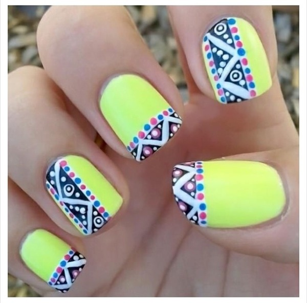 Neon Aztec Nails | Laura R.'s Photo | Beautylish