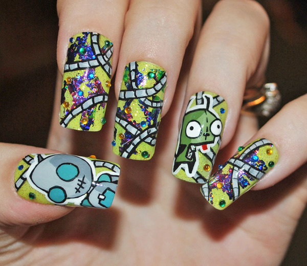 Invader Zim - Gir inspired nails | Amanda S.'s (madamluck) Photo ...