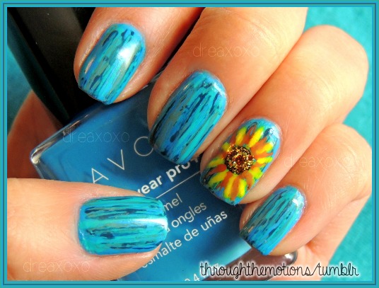Rustic Sunflower Nails | Through-the-Motion S.'s (throughthemotions ...