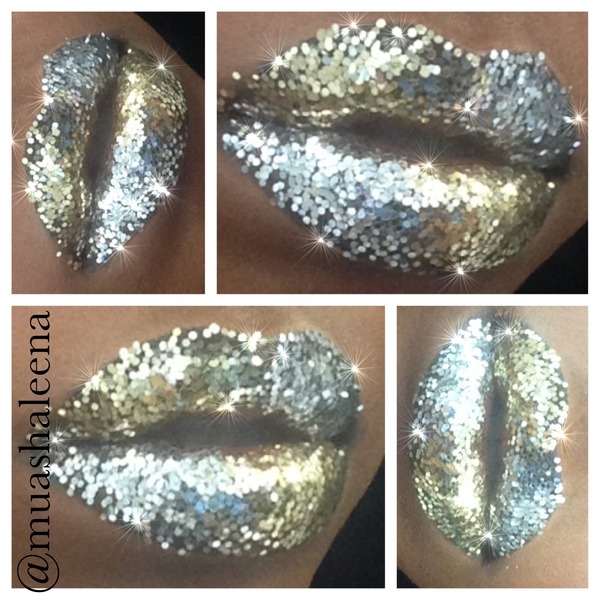 silver and gold glitter lips! | ShaLeena B.'s (makeupbyshaleena) Photo ...