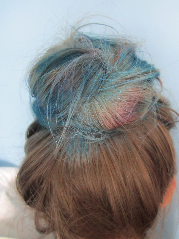 Blue and purple bun
