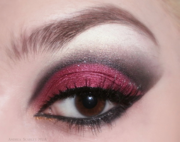 Clean, angular lines and a cut crease make for an edgy contrast to soft ...