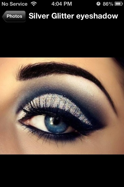 Silver glittery eye makeup. | Beautylish