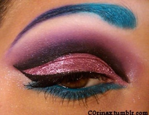 Pink cut crease & blue brows! | Corina S.'s Photo | Beautylish