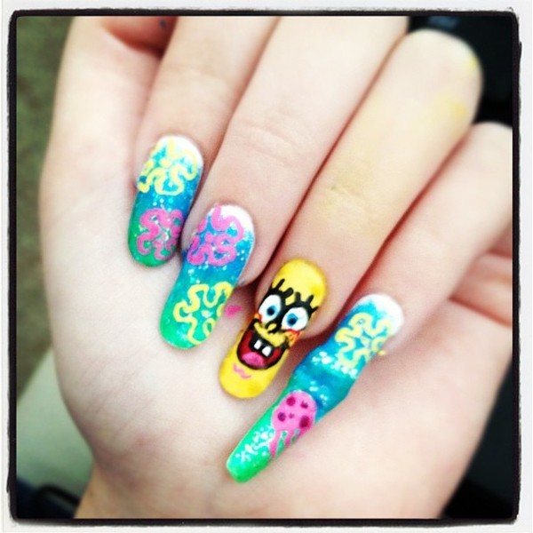 Spongebob nails | Morgan L.'s (Podaboo) Photo | Beautylish