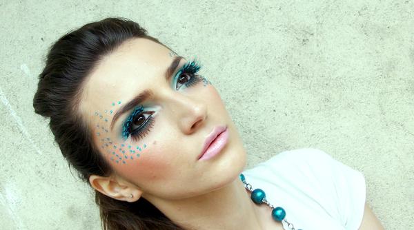 Blue Feather and Rhinestone Makeup | Azra T.'s (TheGlamCrush) Photo ...