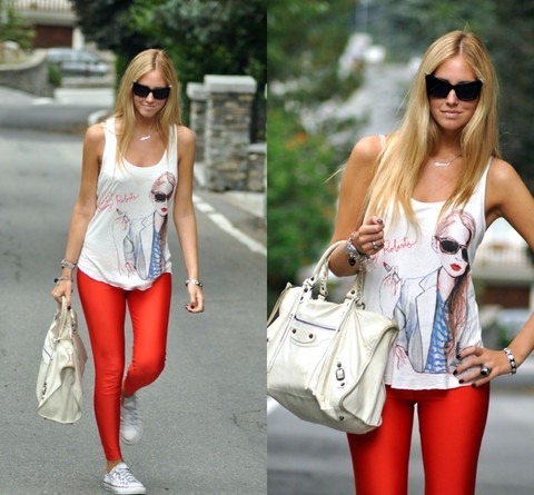 What to wear with red leggings. | Beautylish